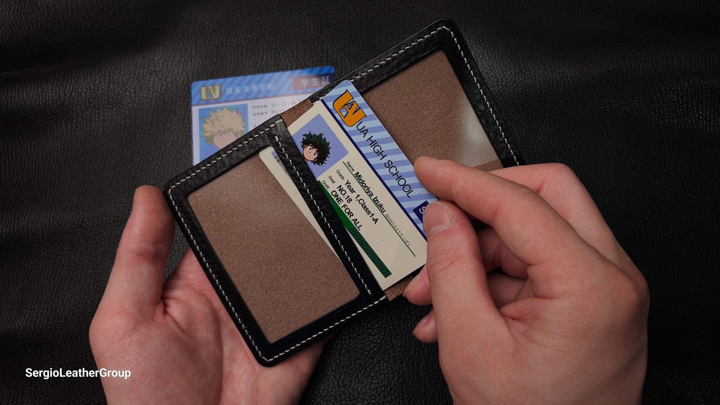 Leather ID Holder Id Card Cover ID Window Wallet Double ID Wallet ...