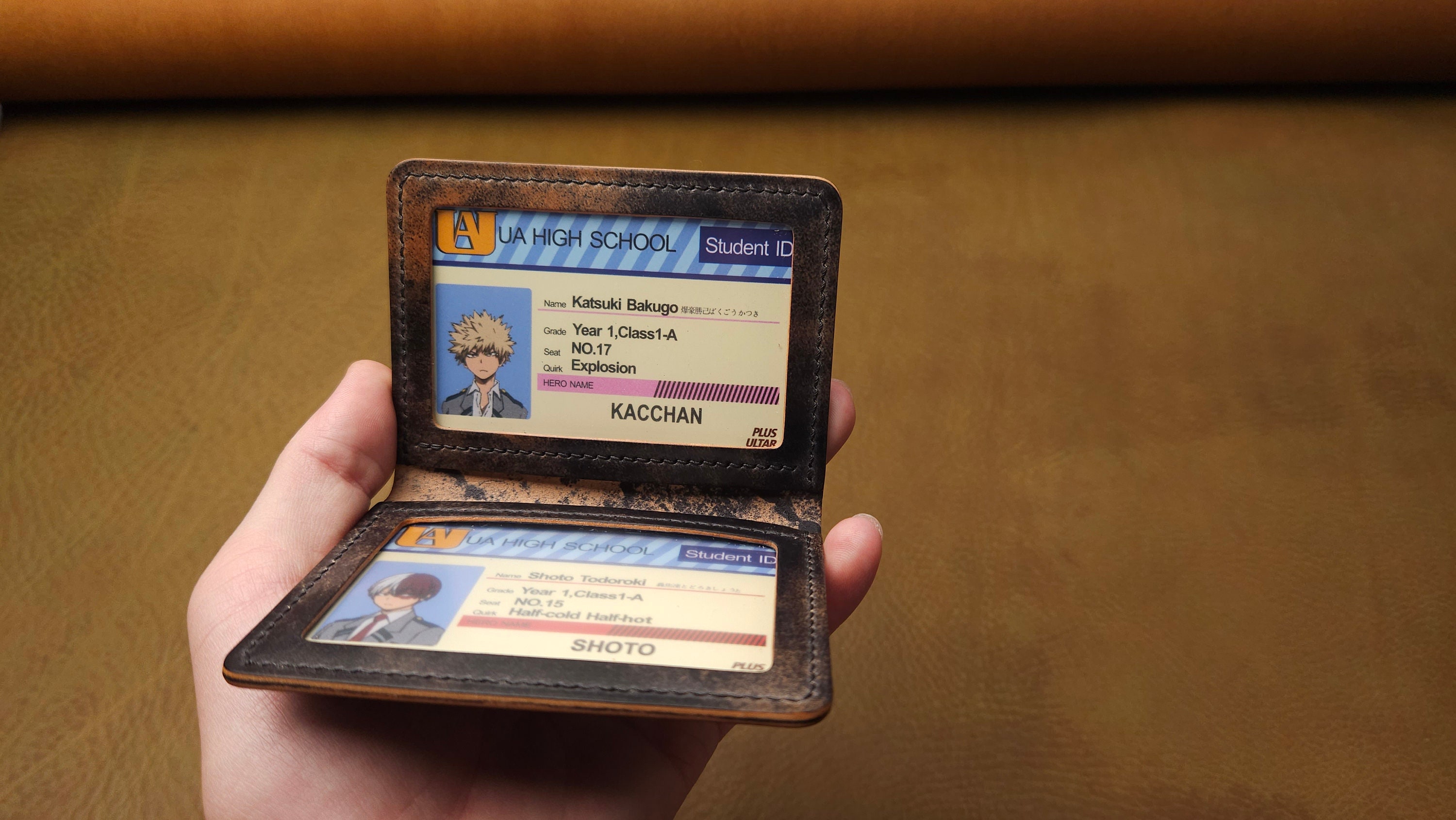 Personalized ID Holder Leather Card Cover ID Window Wallet Double ID ...