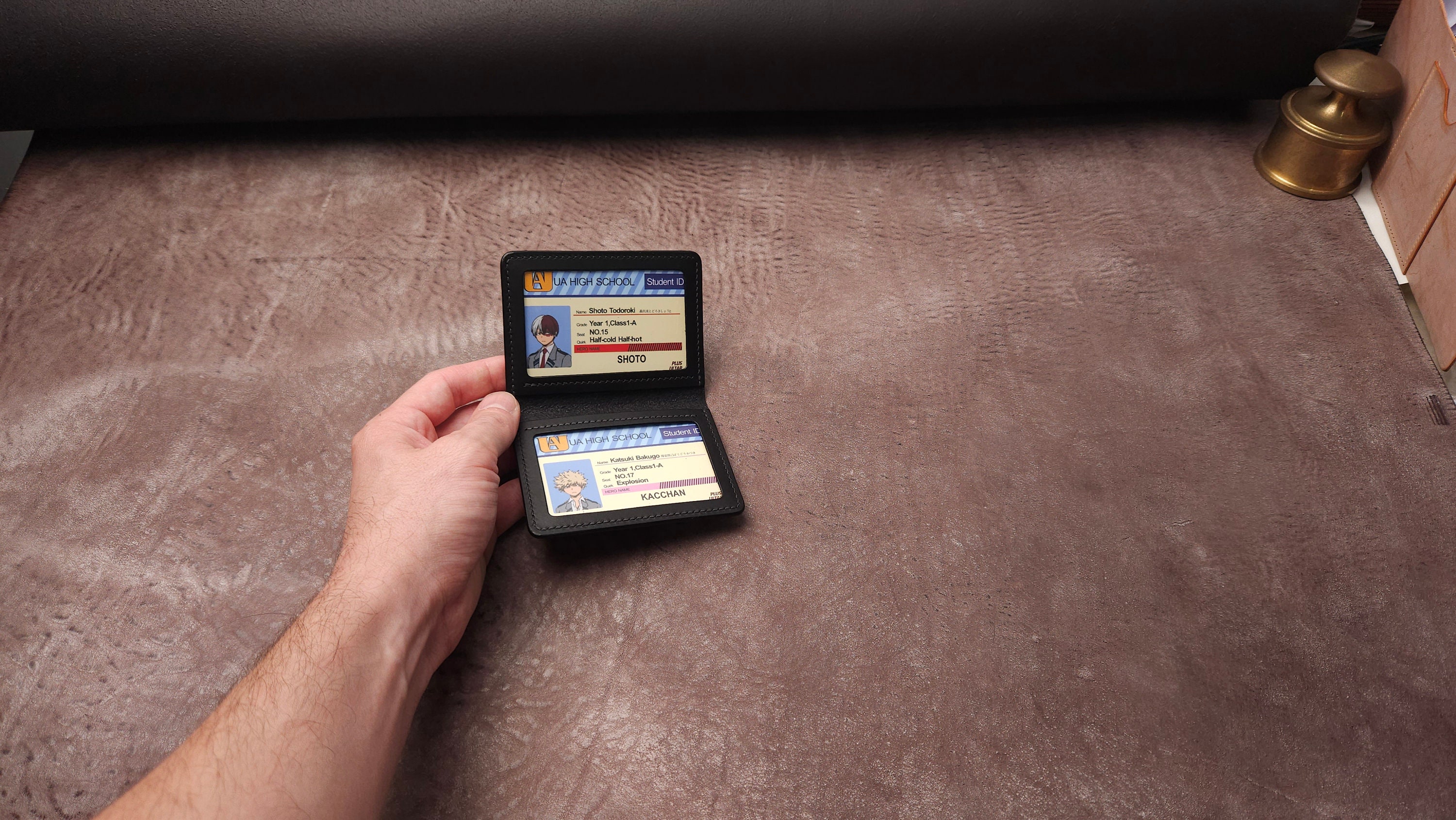 Leather ID Holder Id Card Cover ID Window Wallet Double ID Wallet ...