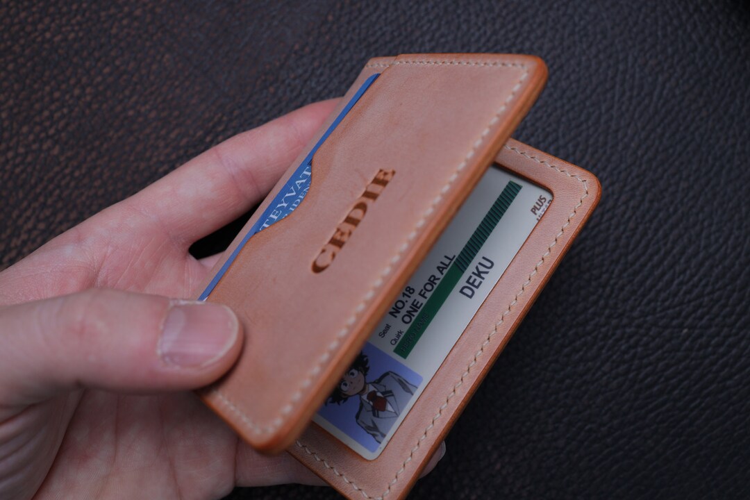 Leather ID Holder Id Card Cover ID Window Wallet Double ID Wallet ...