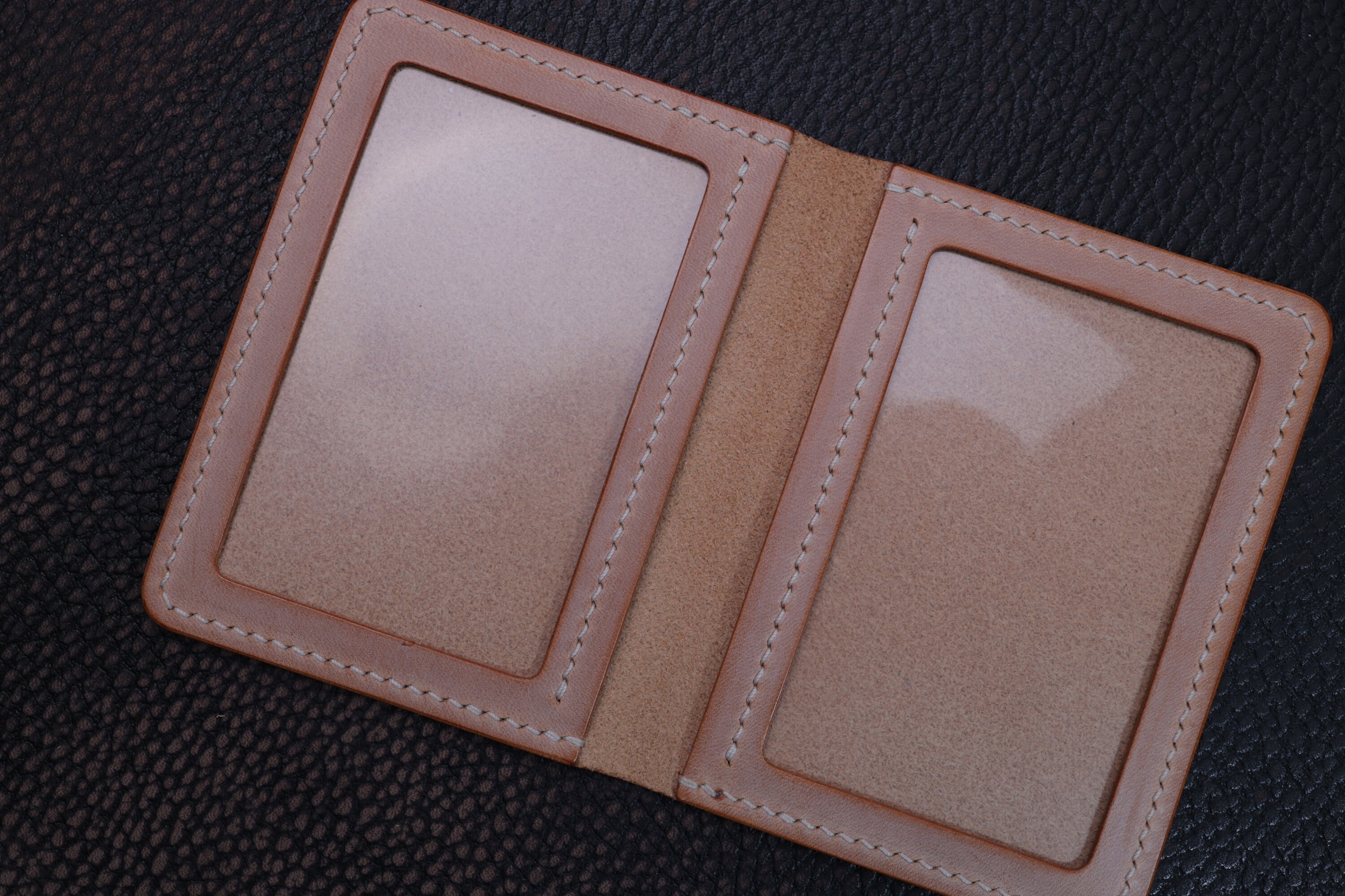 Leather ID Holder Id Card Cover ID Window Wallet Double ID Wallet ...