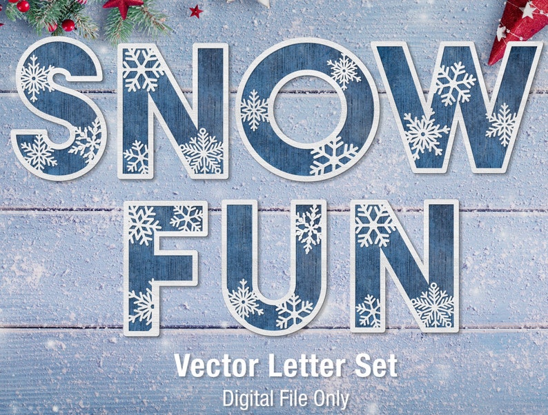 Snowflakes Cut Out Alphabet Font, Snow, Holidays, Winter, SVG Digital ...