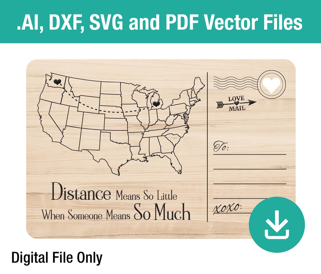 Valentines Day Long Distance Relationship Postcard Digital Download ...