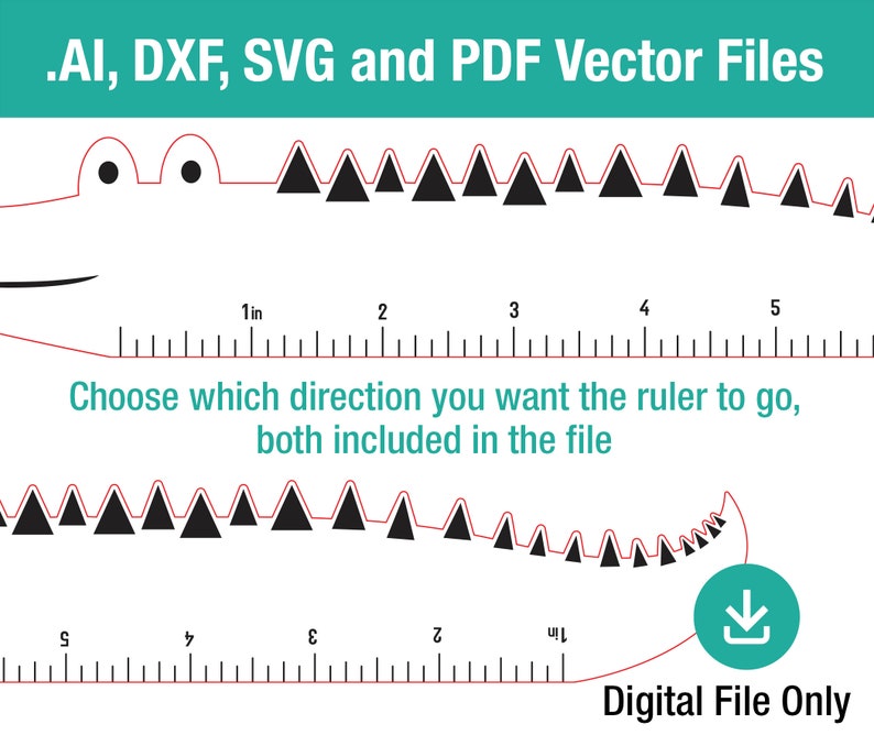 Kids Crocodile Alligator cut out ruler fun shaped | Etsy