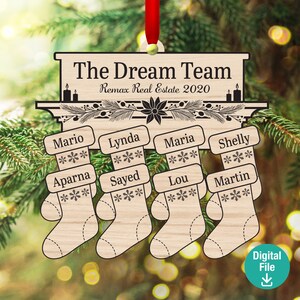 Family, Group Christmas Tree Ornament, Stockings on Fireplace 2-15 ...
