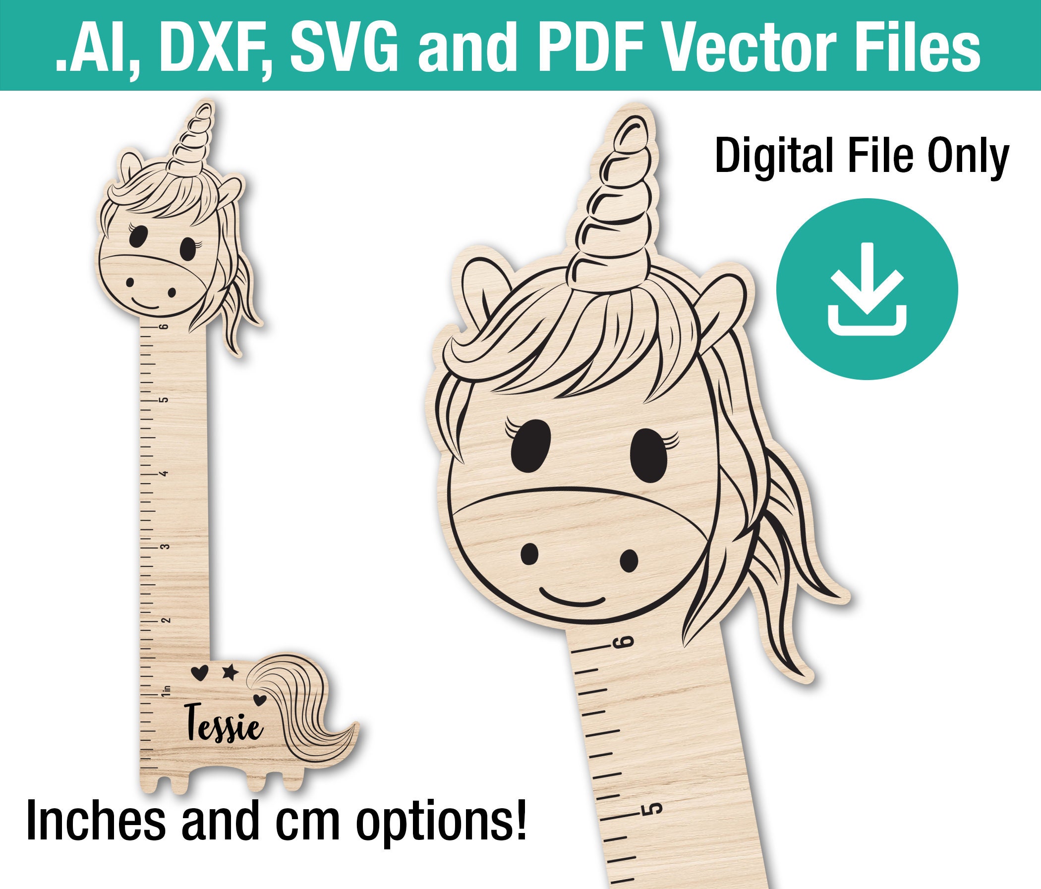 Kids Unicorn Fun Color in Cut Out Ruler Fun Shaped | Etsy