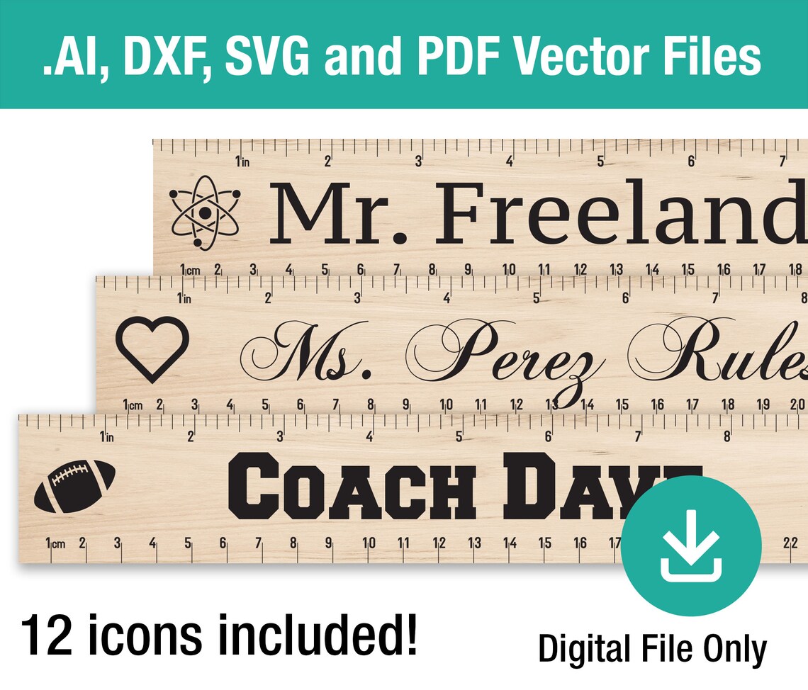Teacher Ruler, End of Year Teacher Gift, Glowforge File, Instant ...