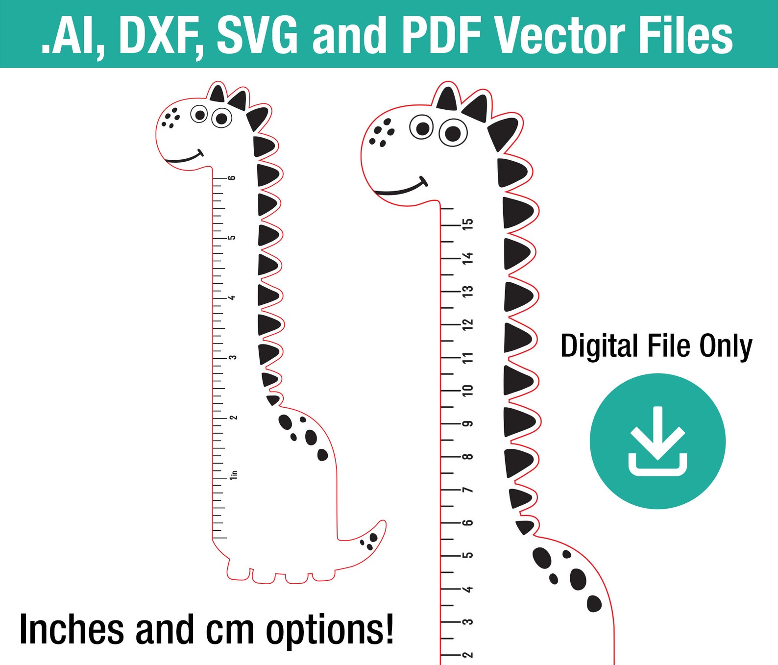 Kids Dinosaur Cut Out Ruler Fun Shaped Children's - Etsy