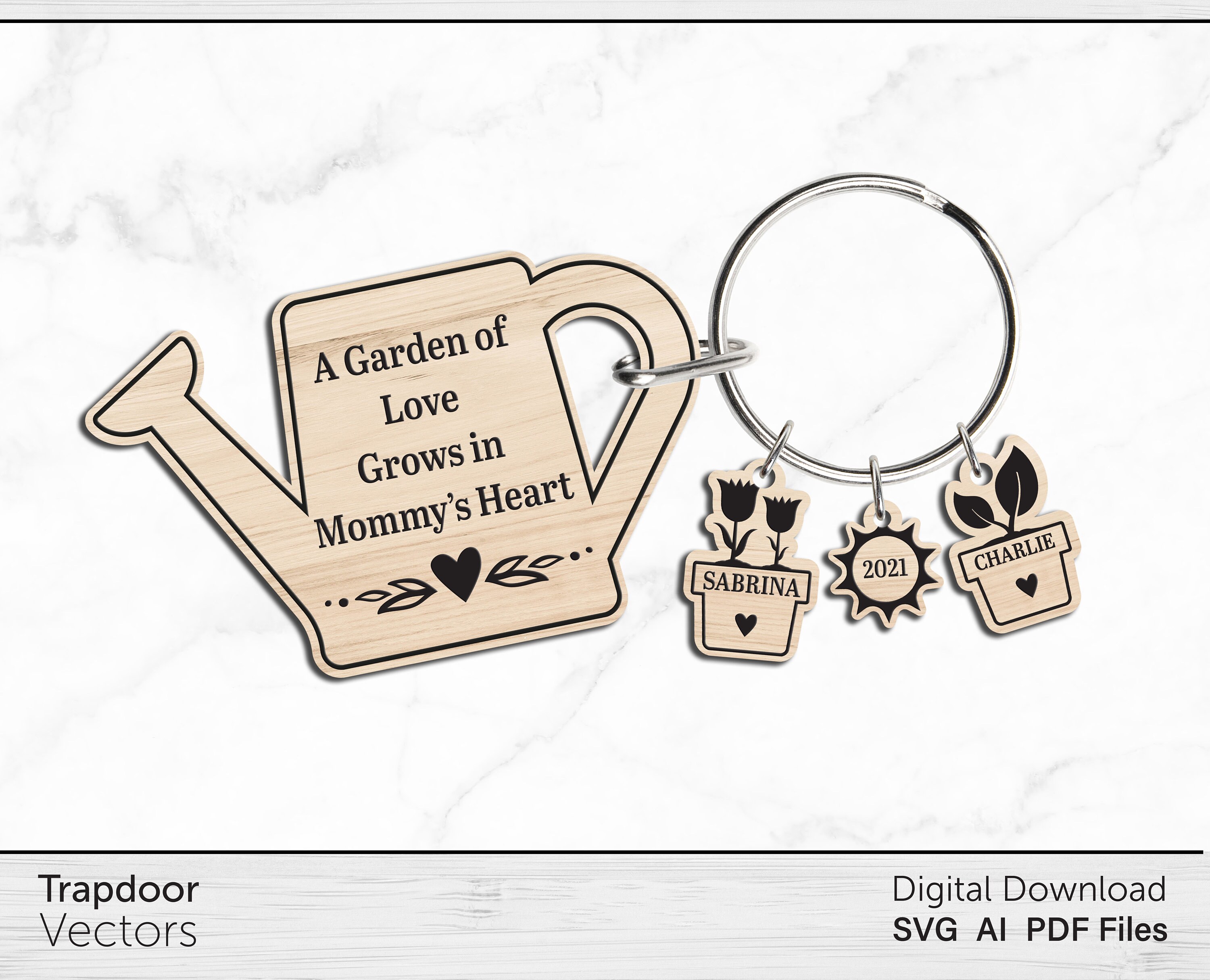 Mothers Day Tools Watering Can Garden Grandmother Keychain - Etsy