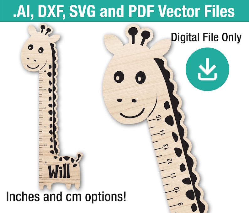 Kids Giraffe Cut Out Ruler Fun Shaped Children's - Etsy