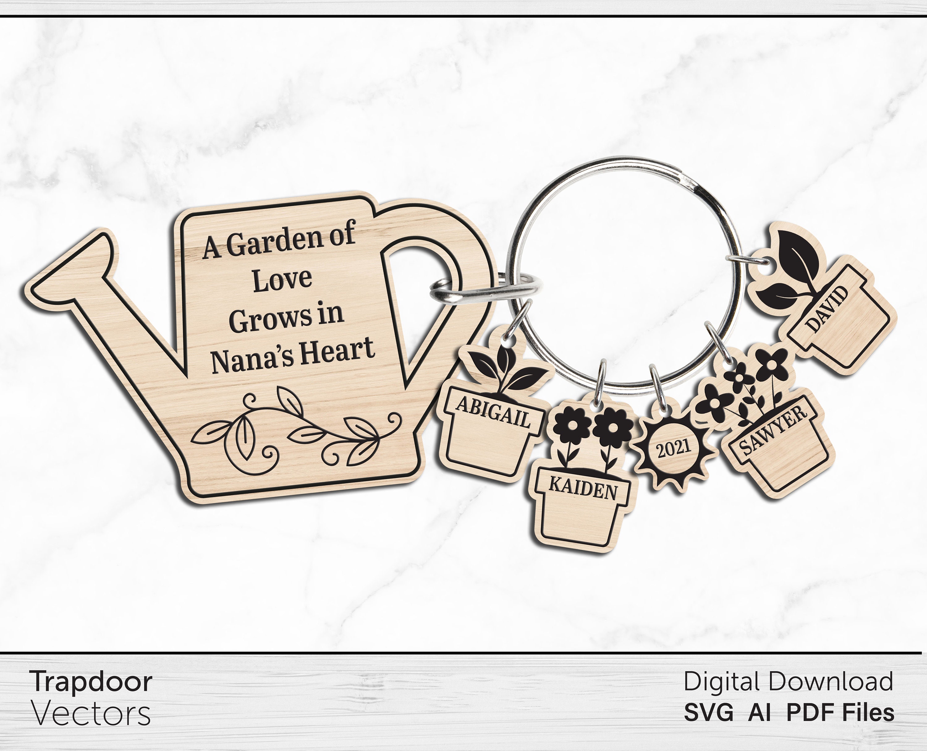 Mothers Day Tools Watering Can Garden Grandmother Keychain - Etsy