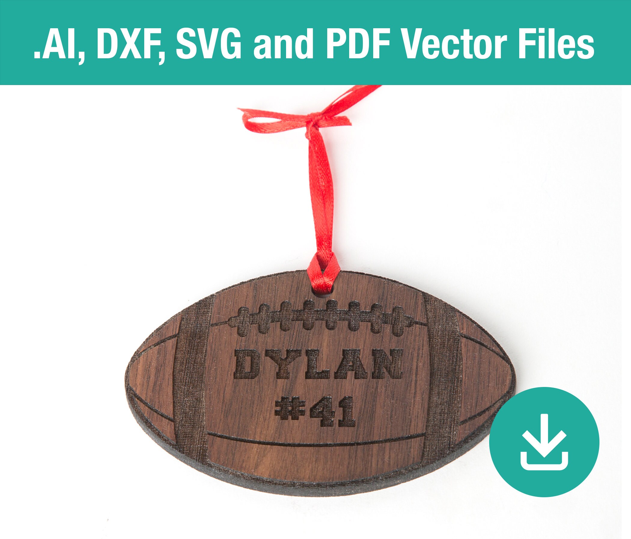 FootBall Ornament laser engraver vector file svg pdf ai | Etsy