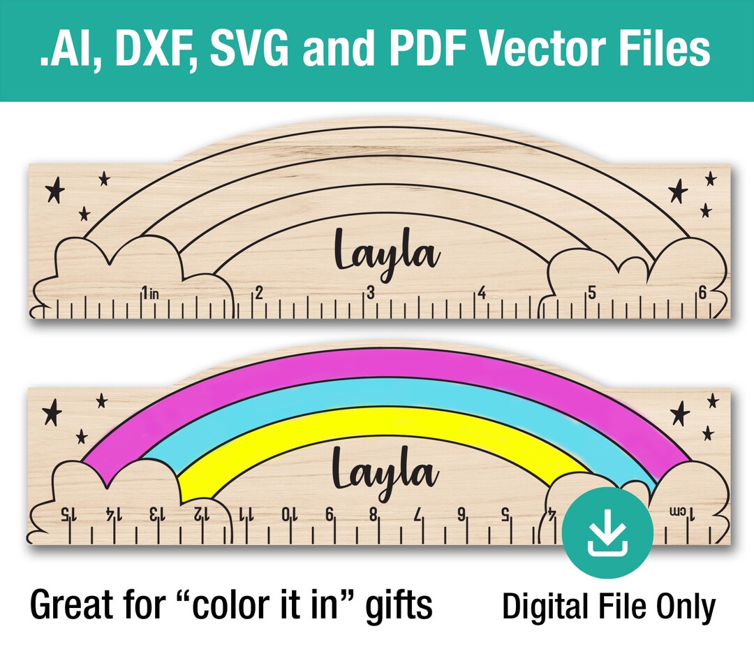 Kids Rainbow, Fun Color in Cut Out Ruler Fun Shaped Children's ...