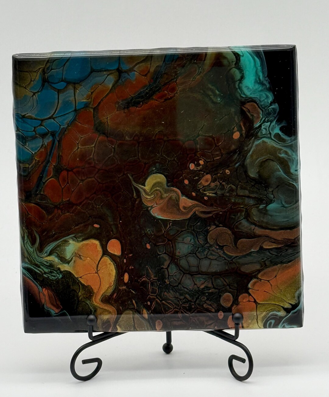 Ceramic Tile Trivet, 6 X 6, Acrylic Painted, Resin Coated, Cork Backing ...