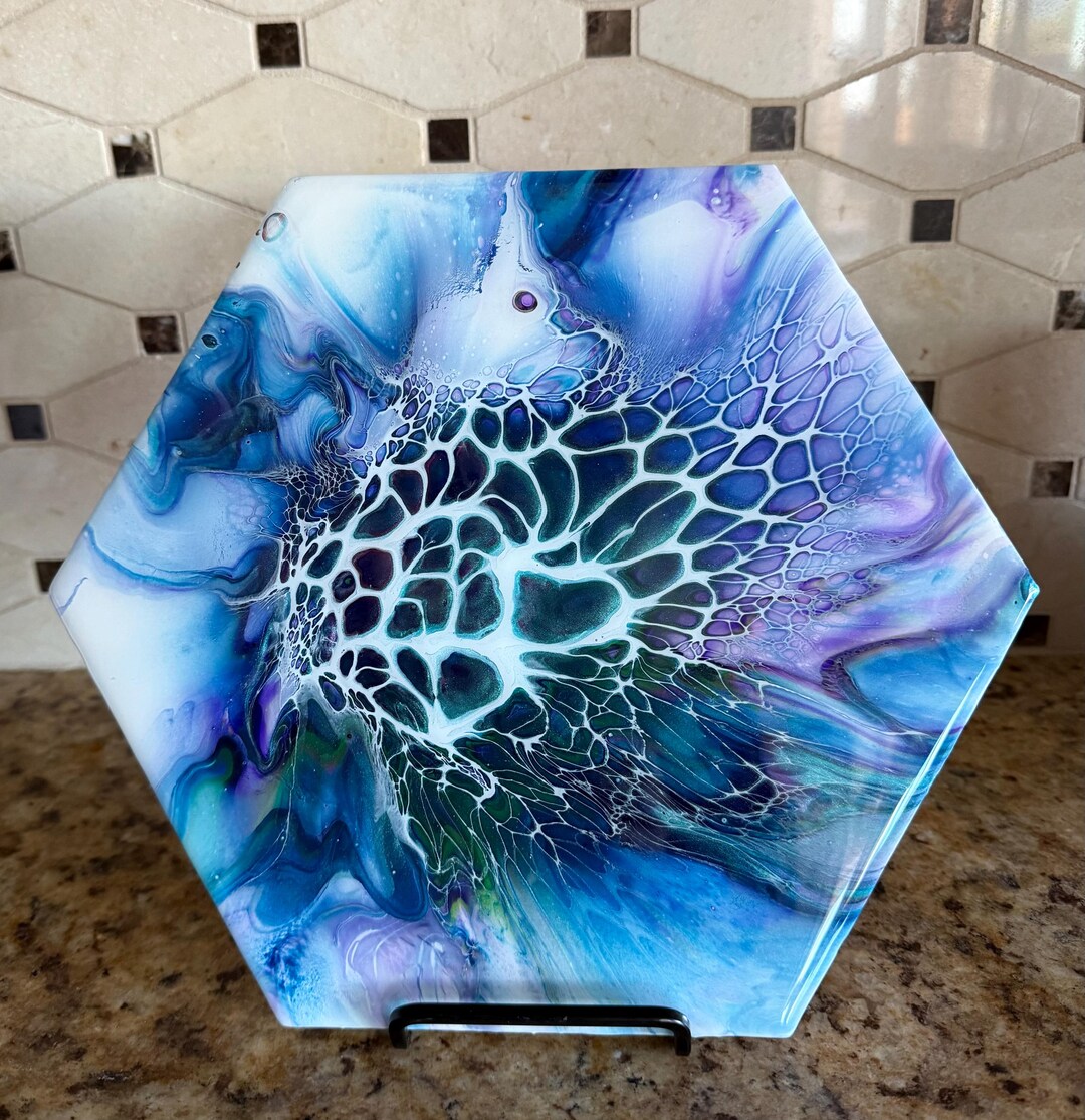 Hexagon Tile Trivet, Acrylic Painted - Etsy