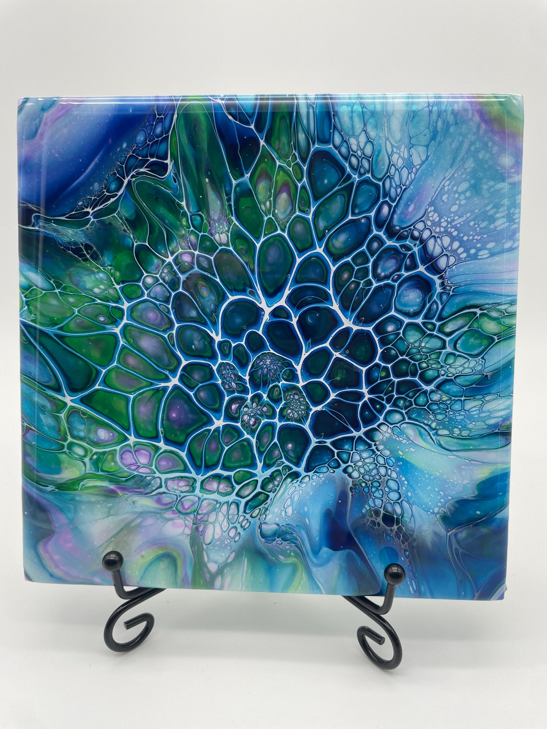 6 X 6 Tile Trivet, Coaster, Acrylic Painting, Resin Art, Home Decor ...