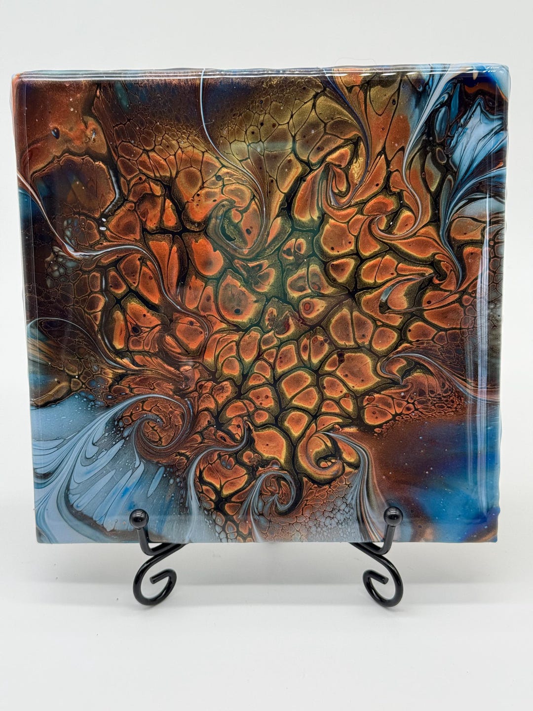 Copper Heart Ceramic Tile Acrylic Painted With Stand - Etsy