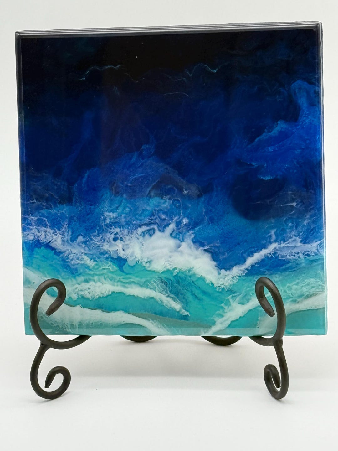 Beach Themed 8 X 8 Ceramic Tile, Acrylic Painted With Resin, Trivet ...