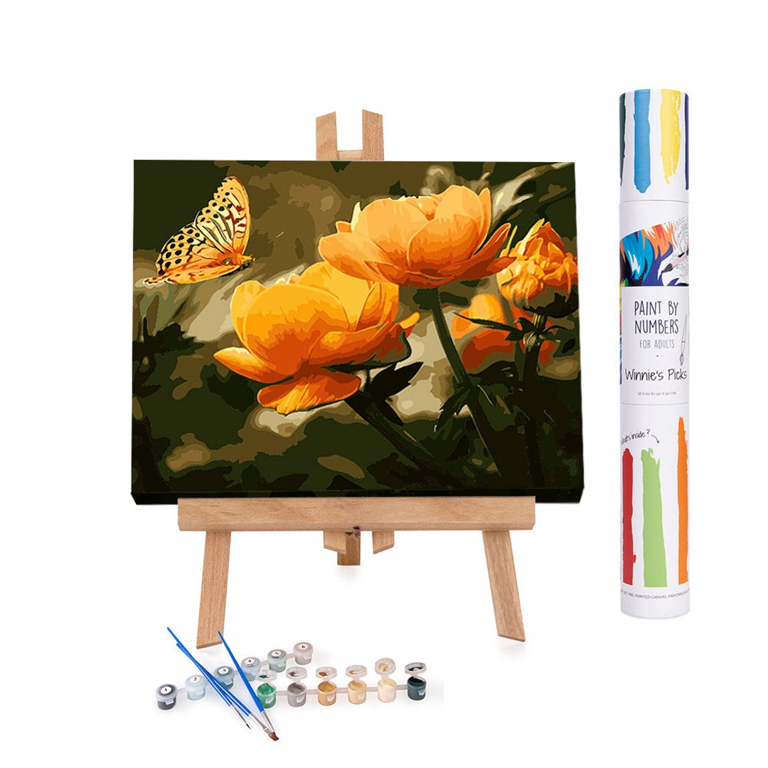 Peach Butterfly Paint by Numbers Kit, Easy DIY Painting for Adults ...