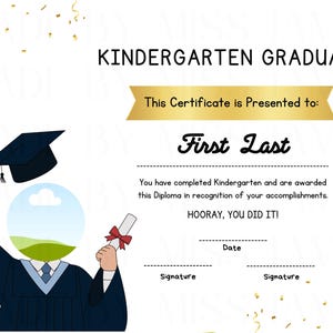 Preschool, Kindergarten Customizable Graduation Diploma WITH Photo! - Etsy