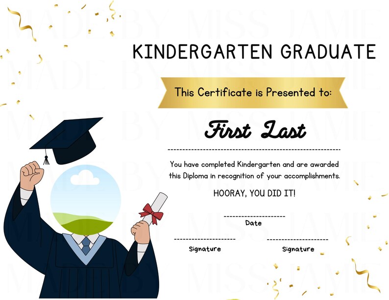 Preschool, Kindergarten Customizable Graduation Diploma WITH Photo! - Etsy