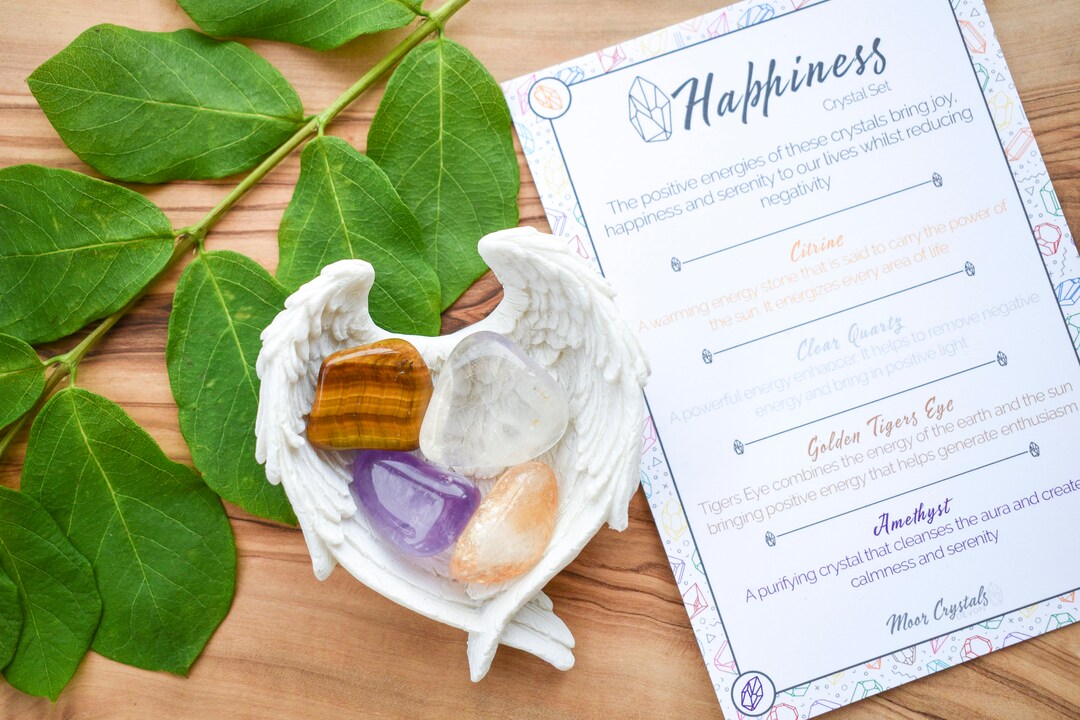 Happiness Crystal Set - Healing Crystals, Gemstone Gift, Spiritual ...
