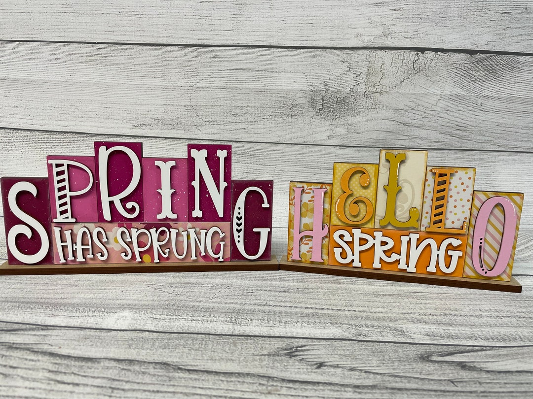 Spring Has Sprung Wood Sign Spring Wood Block Shelf Decor Spring Home ...