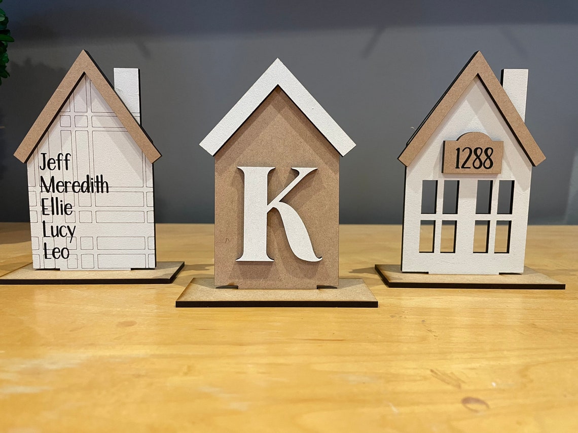 Personalized Shelf Decor Houses Standing Wood Houses - Etsy