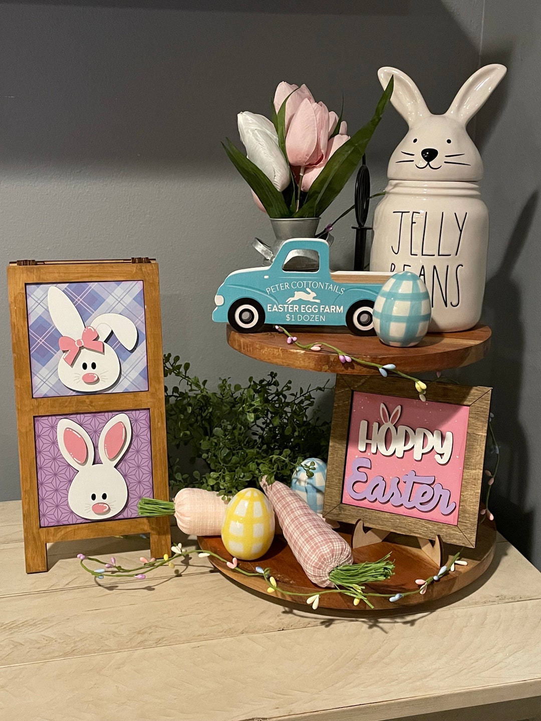 Easter Interchangeable Tiles Easter Tiered Tray Decor Carrot Bunny ...