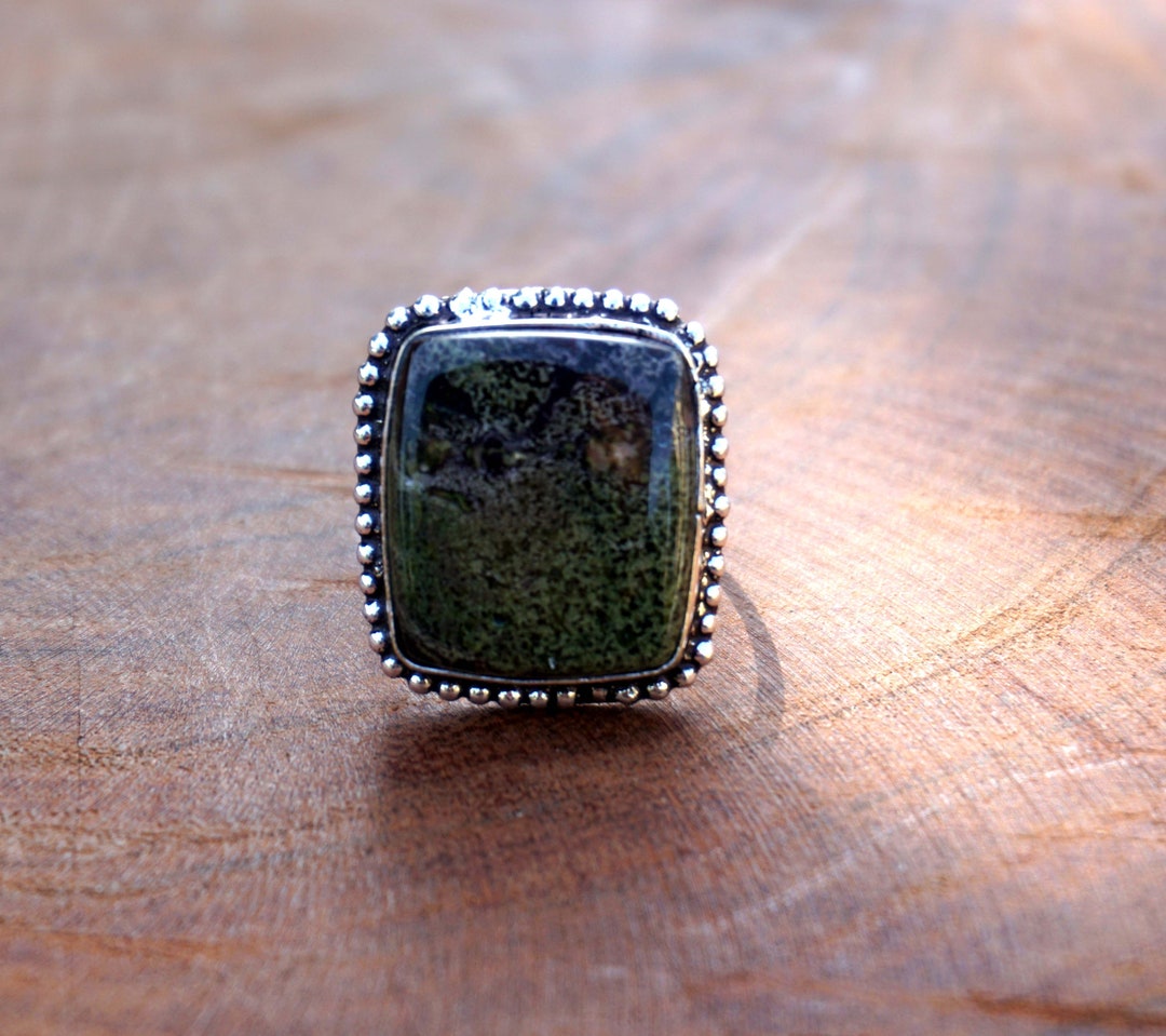 Natural Dragon Blood Jasper Ring, Vintage Style Handmade 925 Sterling ...
