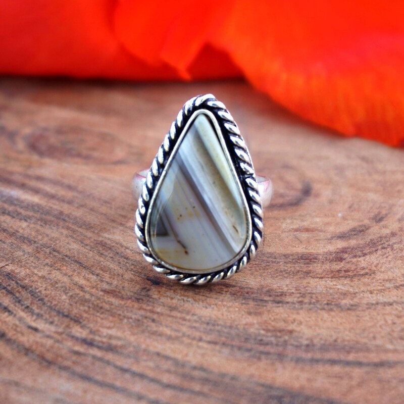 Banded Agate Ring - Etsy