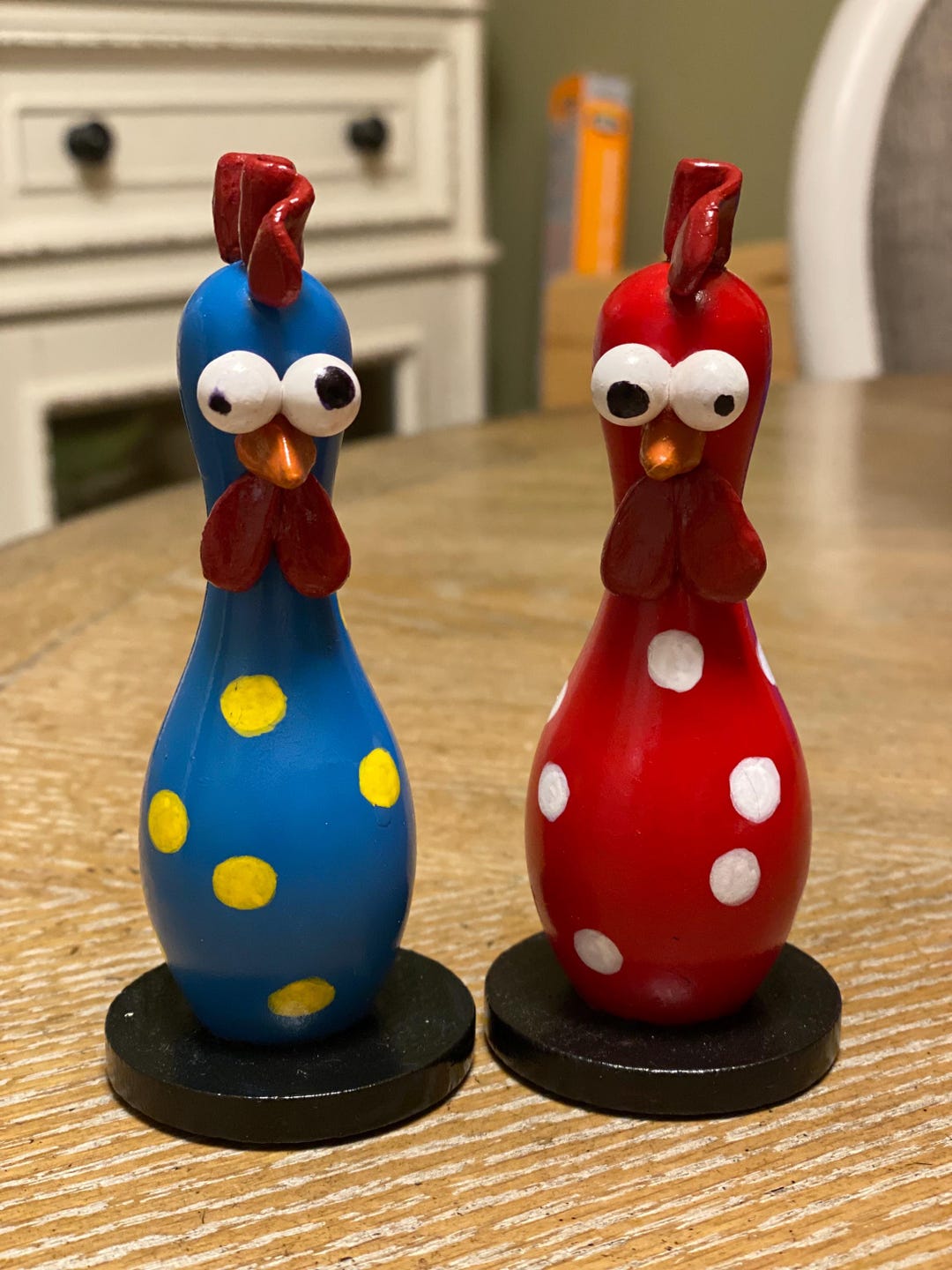 Pair of Mini Crazy Bowling Pin Trophy Chickens - Etsy