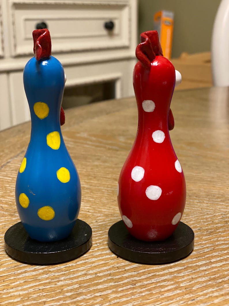 Pair of Mini Crazy Bowling Pin Trophy Chickens - Etsy