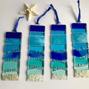Fused Glass Sea Ocean Beach Suncatcher, Light Catcher, Fused Glass Art ...