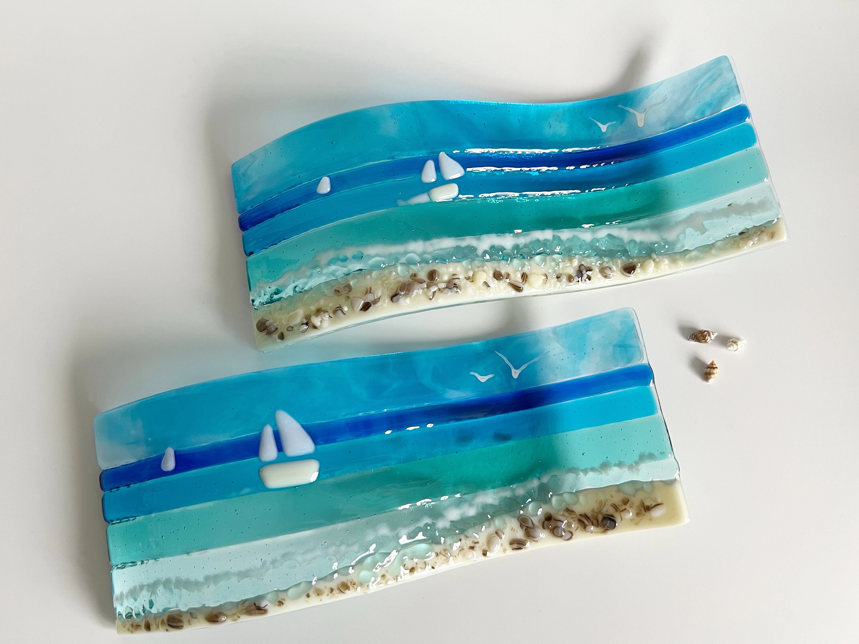 Fused Glass Seascape Panel, Wave, Handmade Fused Glass Art ...