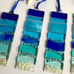 Fused Glass Sea Ocean Beach Suncatcher, Light Catcher, Fused Glass Art ...