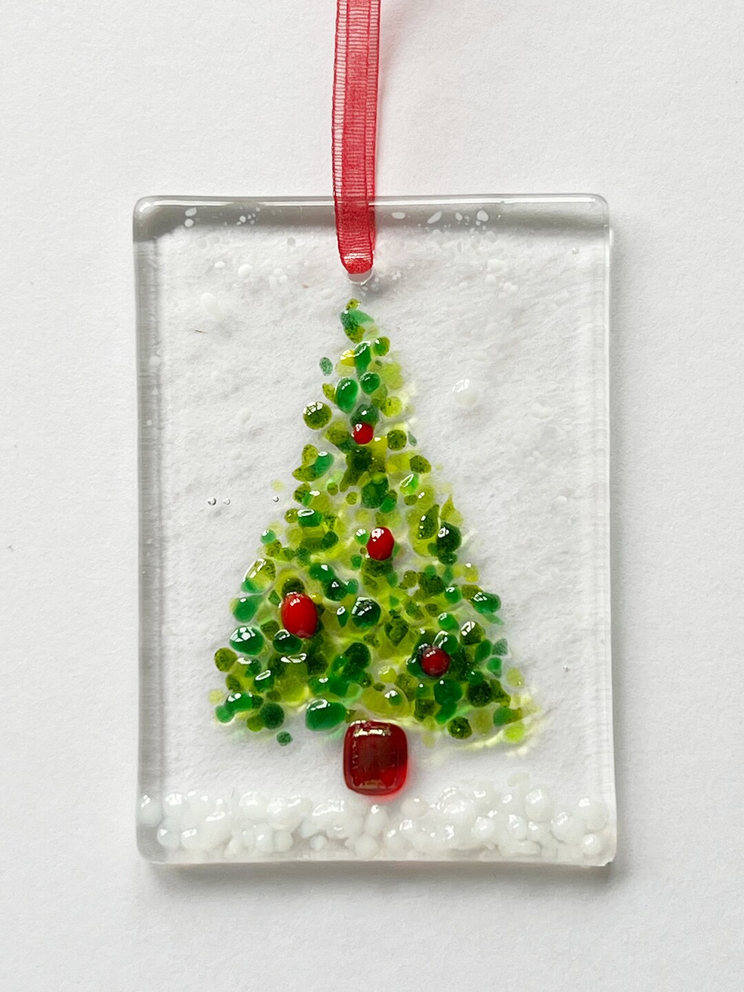 Fused Glass Christmas Tree Decoration, Handmade Xmas Ornament, Fused ...
