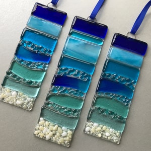 Fused Glass Sea Ocean Beach Suncatcher, Light Catcher, Fused Glass Art ...