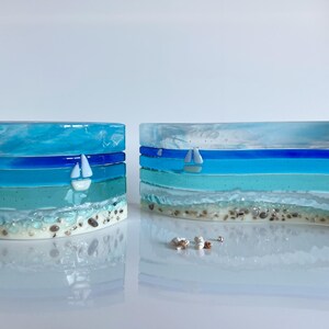 Fused Glass Seascape Panel, Wave, Handmade Fused Glass Art ...