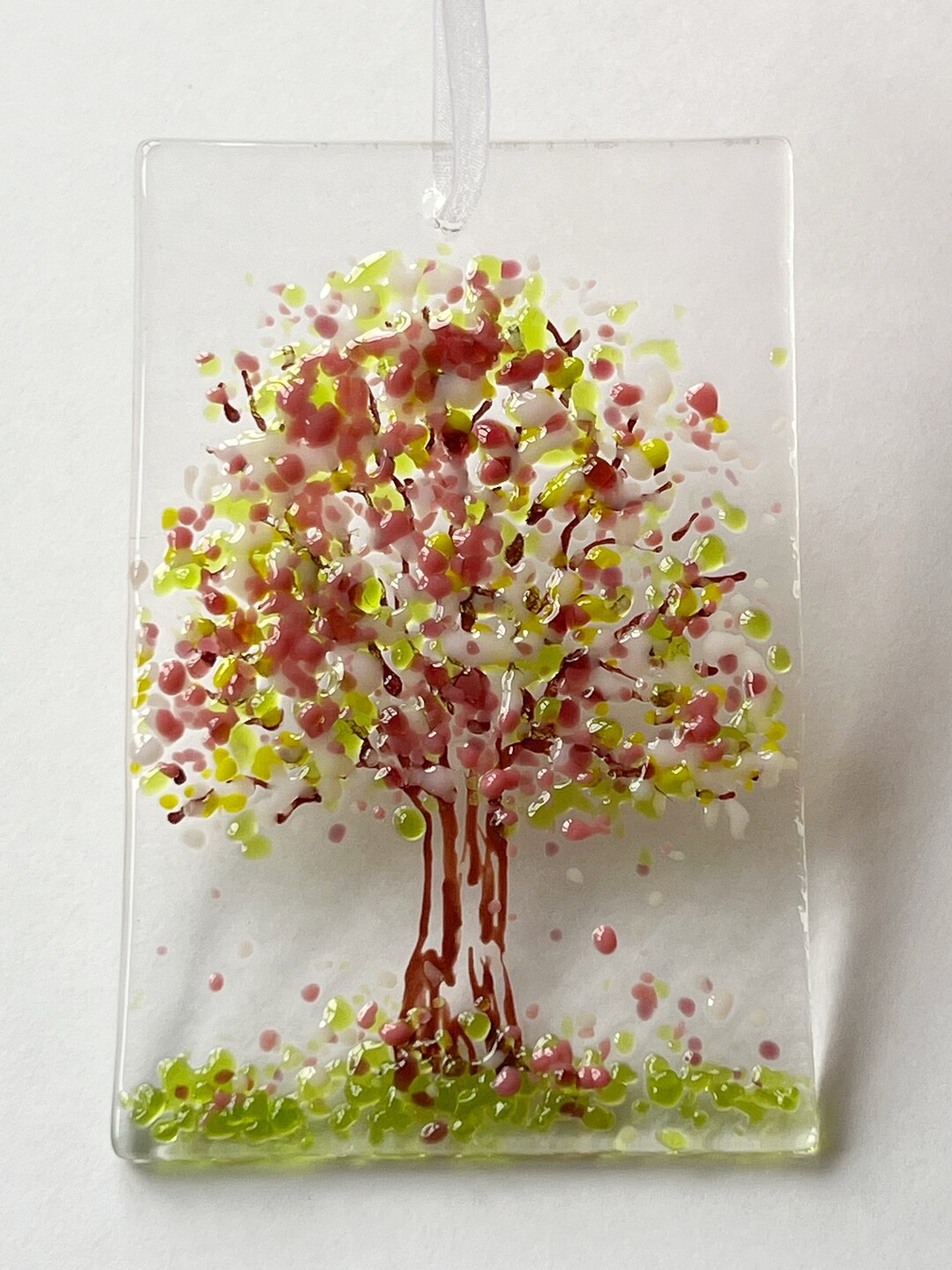 Fused Glass Spring Blossom Tree Suncatcher, Fused Glass Hanging ...