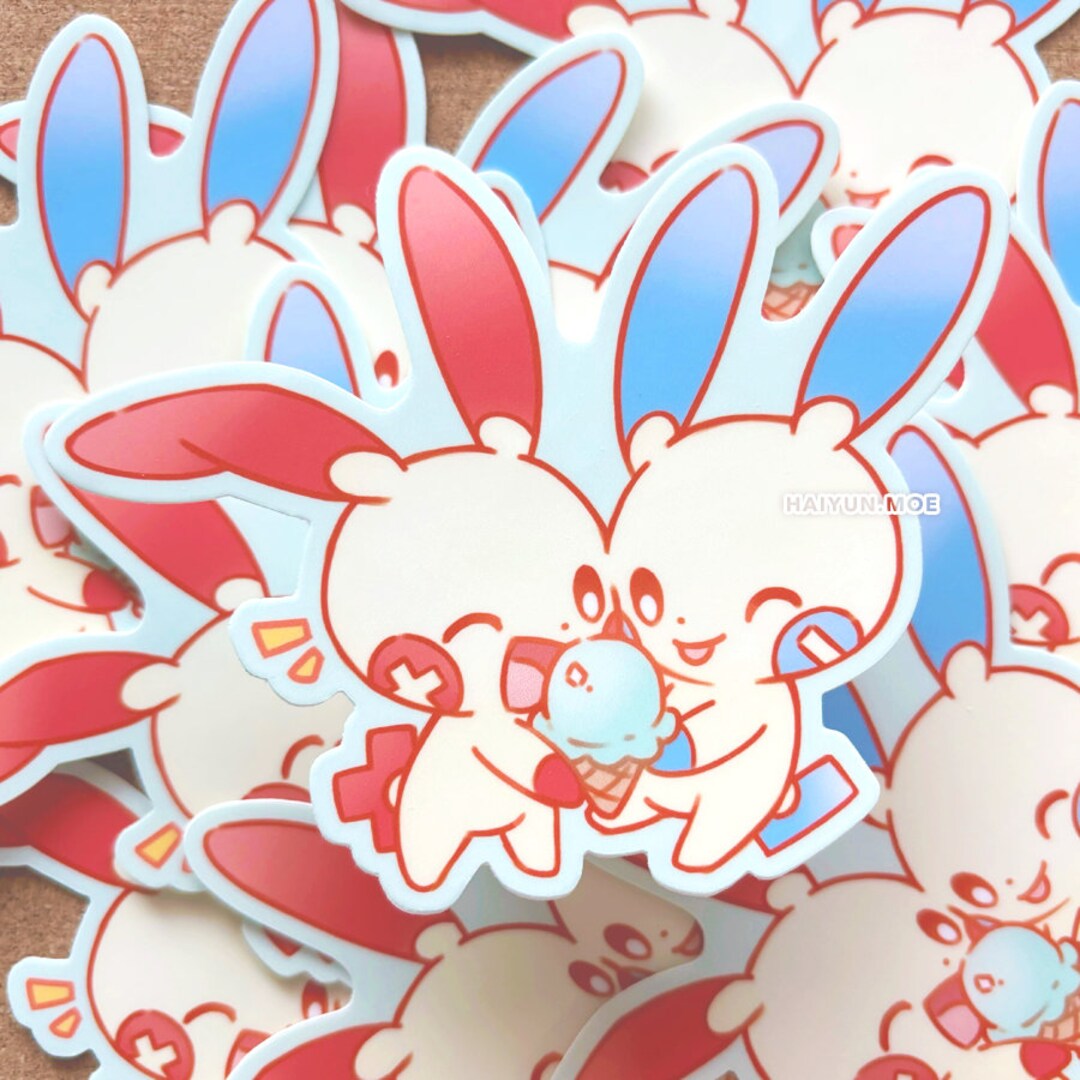 Plus Minus Bunny Summer Vinyl Sticker / Water Bottle, Laptop, Notebook ...