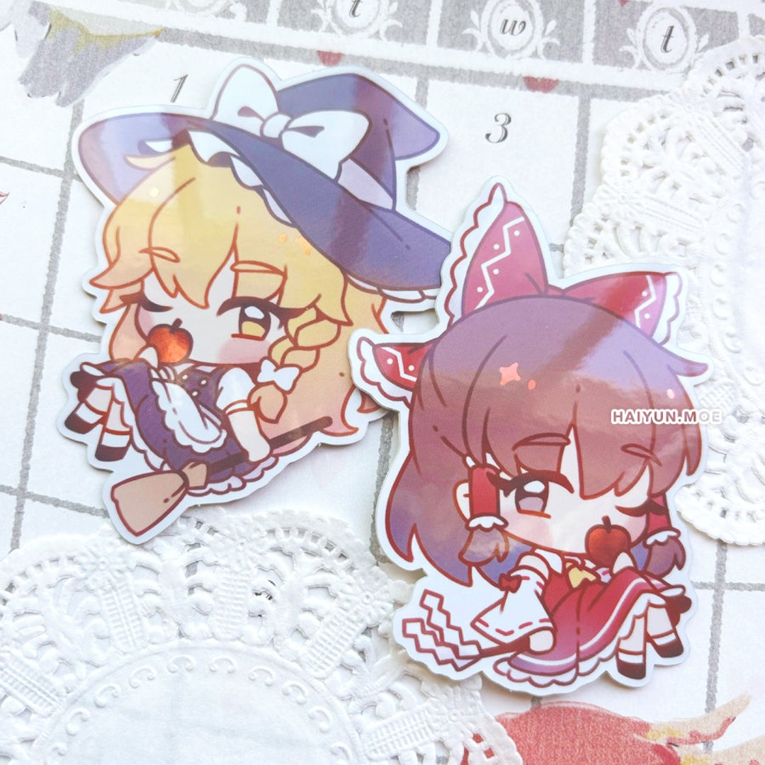 Touhou Project Bad Apple!! Reimu & Marisa Shiny Foil Stickers / Water ...