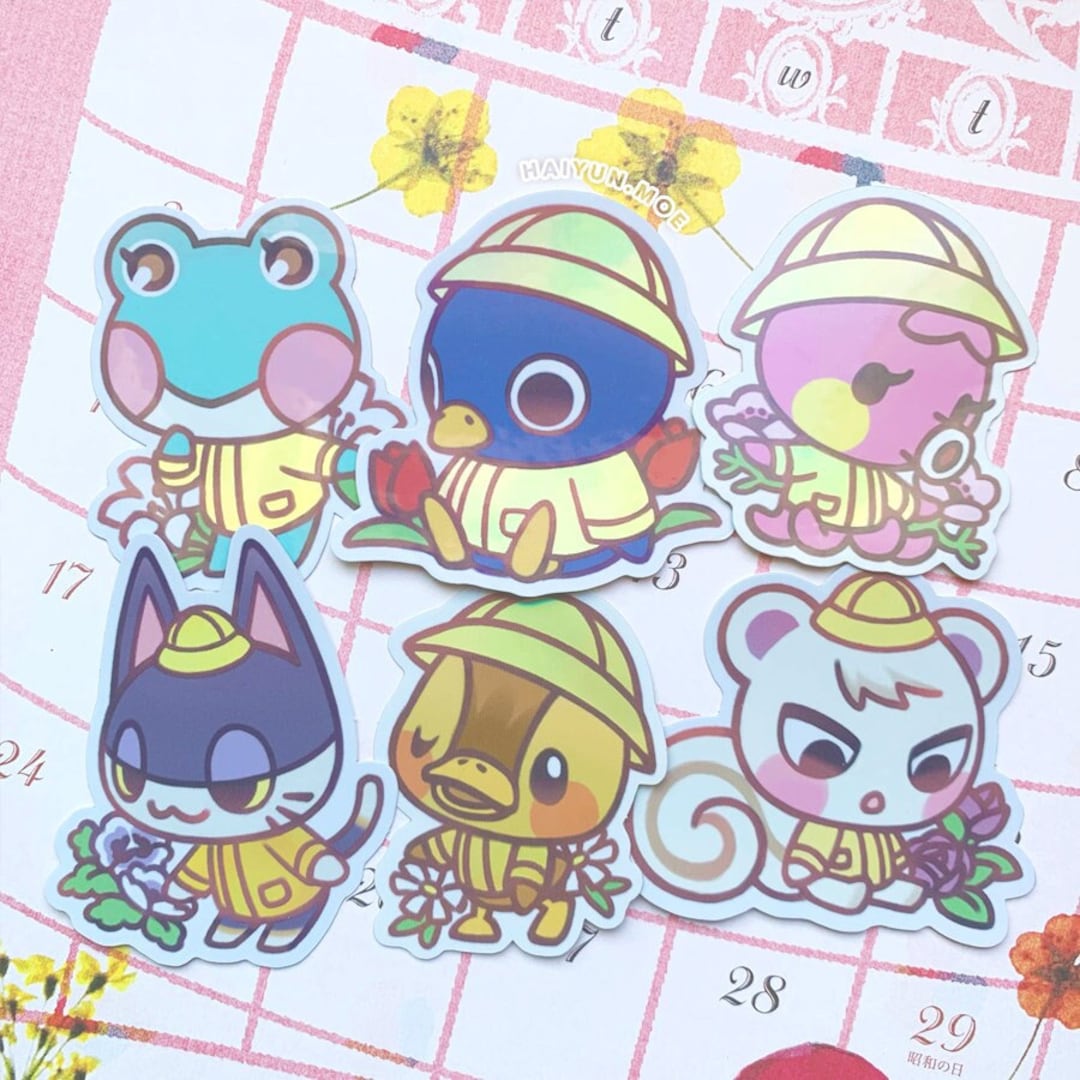 ACNH Rainy Day Flower Holographic Stickers / Animal Crossing Water ...