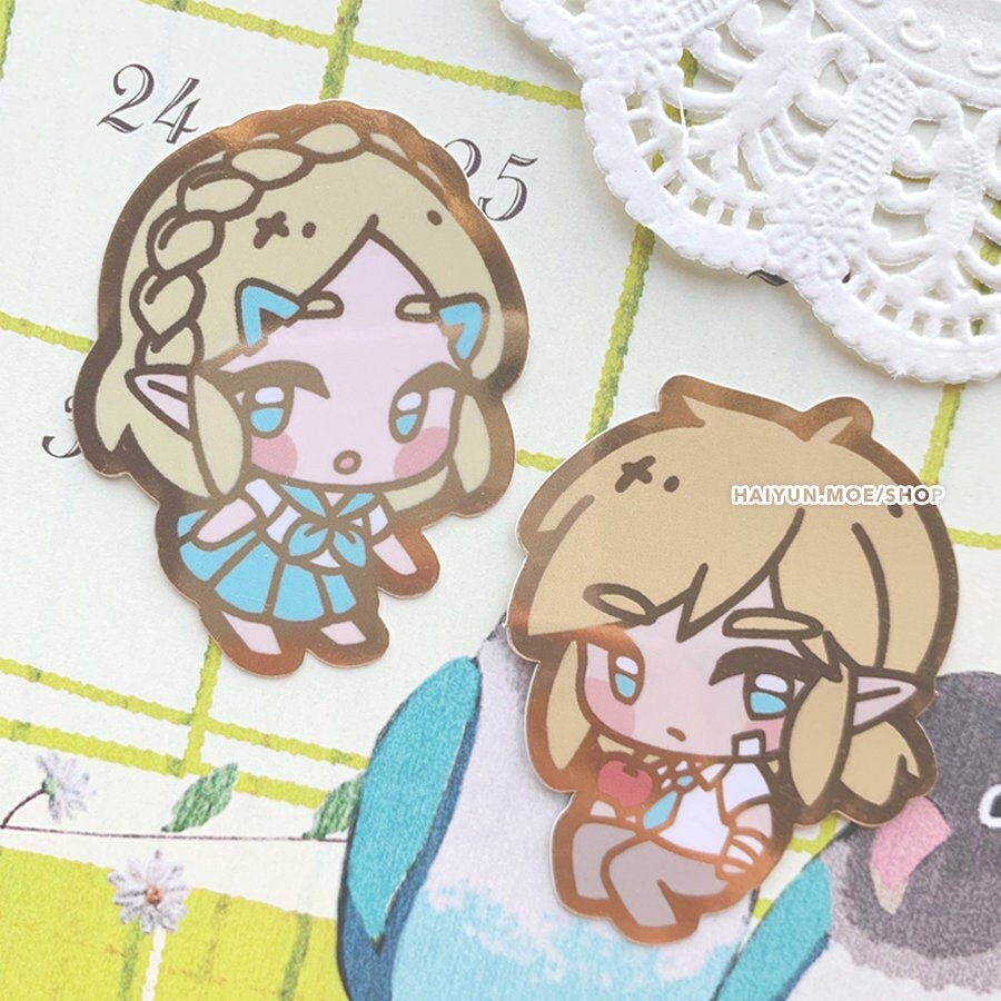 BOTW School Days Zelda & Link Small Gold Stickers | Etsy