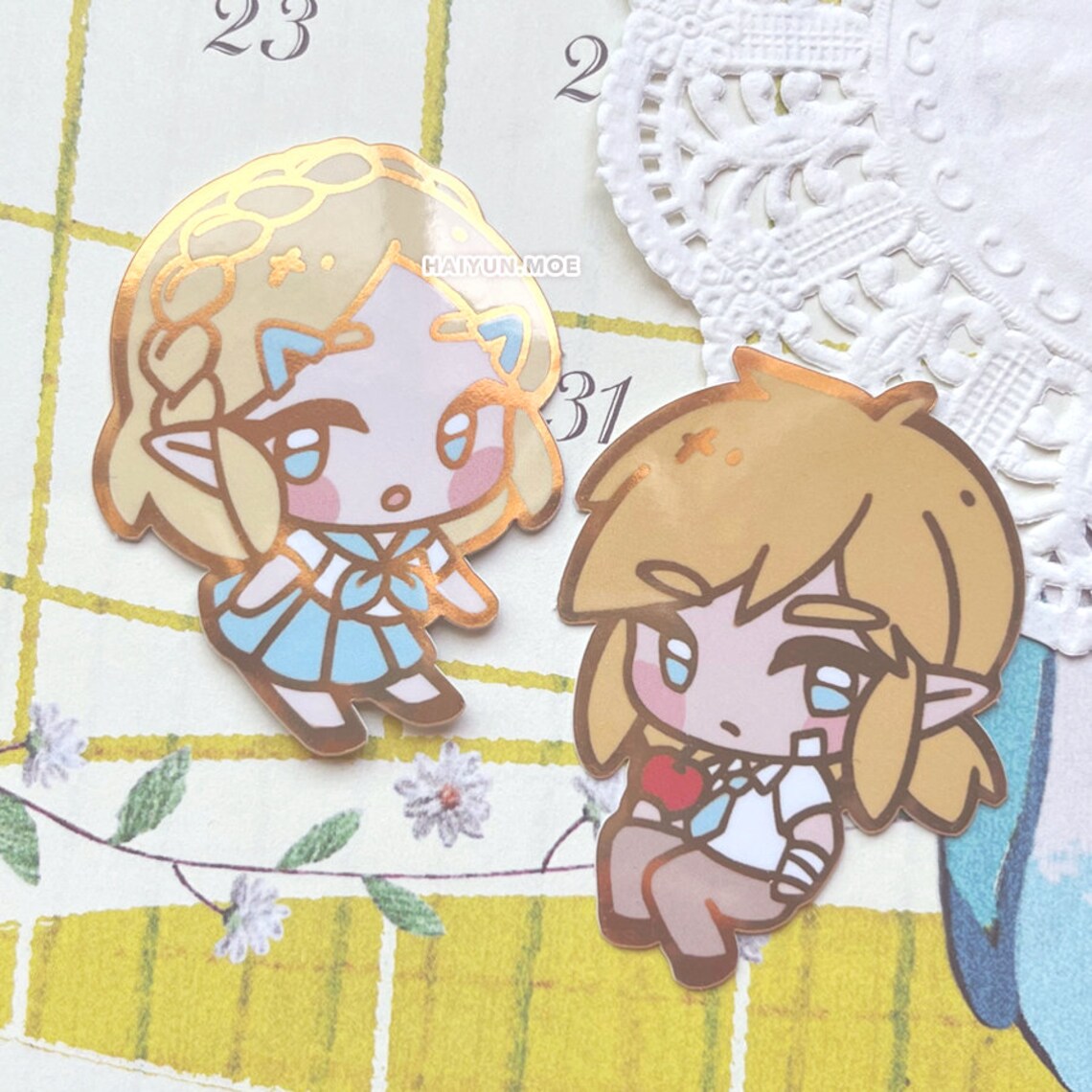 BOTW School Days Zelda & Link Small Gold Stickers / Legend of | Etsy