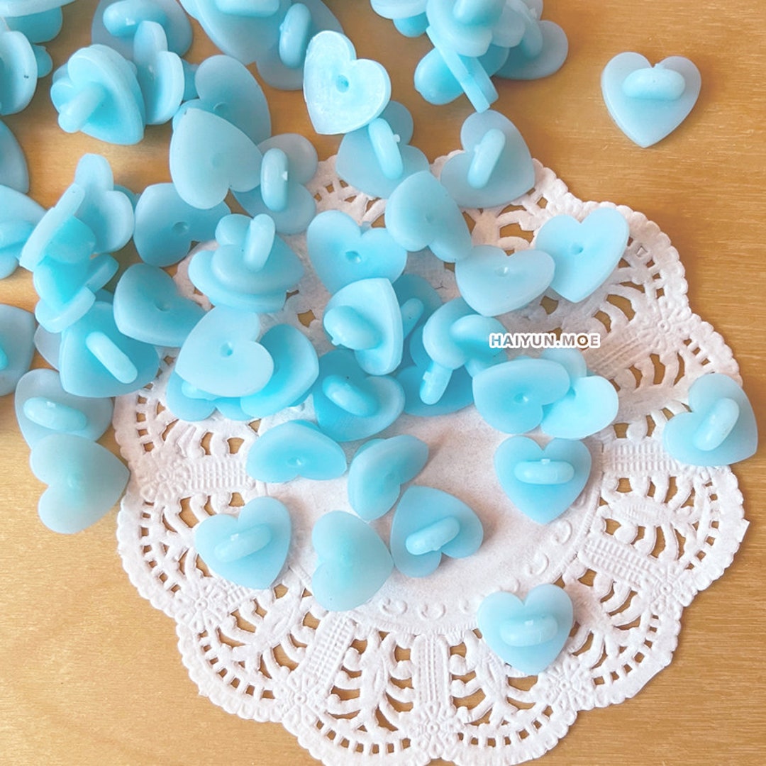Pastel Blue Heart Rubber Pin Back (10 Pcs) - Etsy