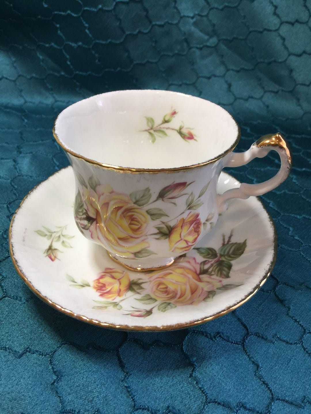 Paragon "peace Rose" Pattern Tea Cup and Saucer With Yellow Roses Bone ...