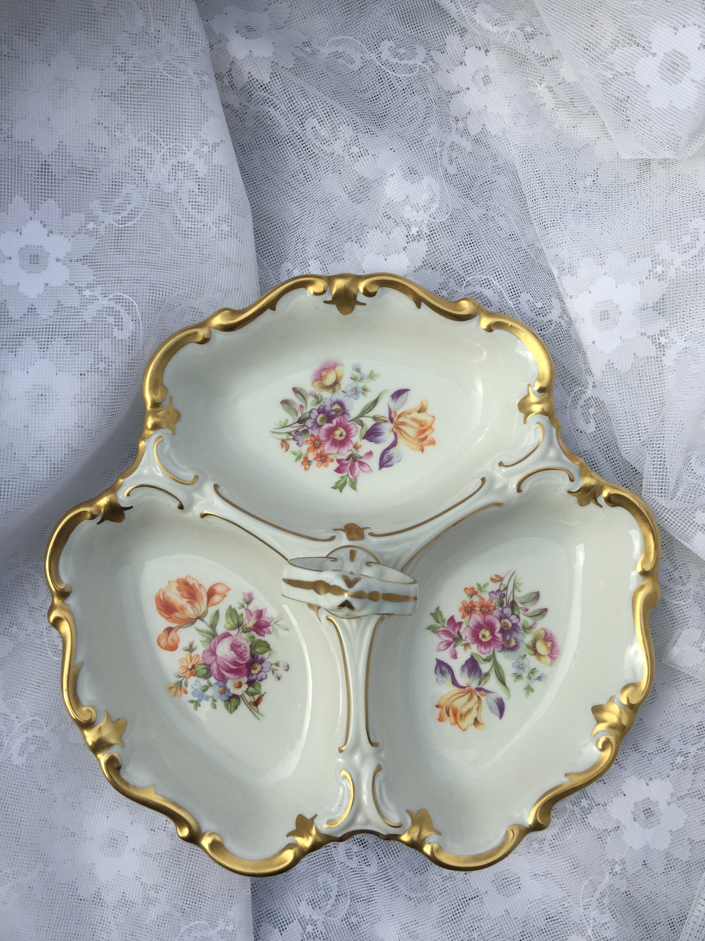 Reichenbach Fine China Relish Serving 3 section Divided Dish Tray ...