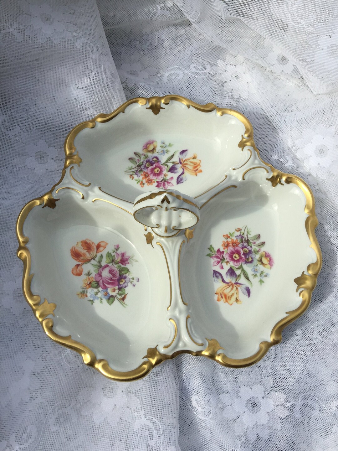 Reichenbach Fine China Relish Serving 3 section Divided Dish Tray ...