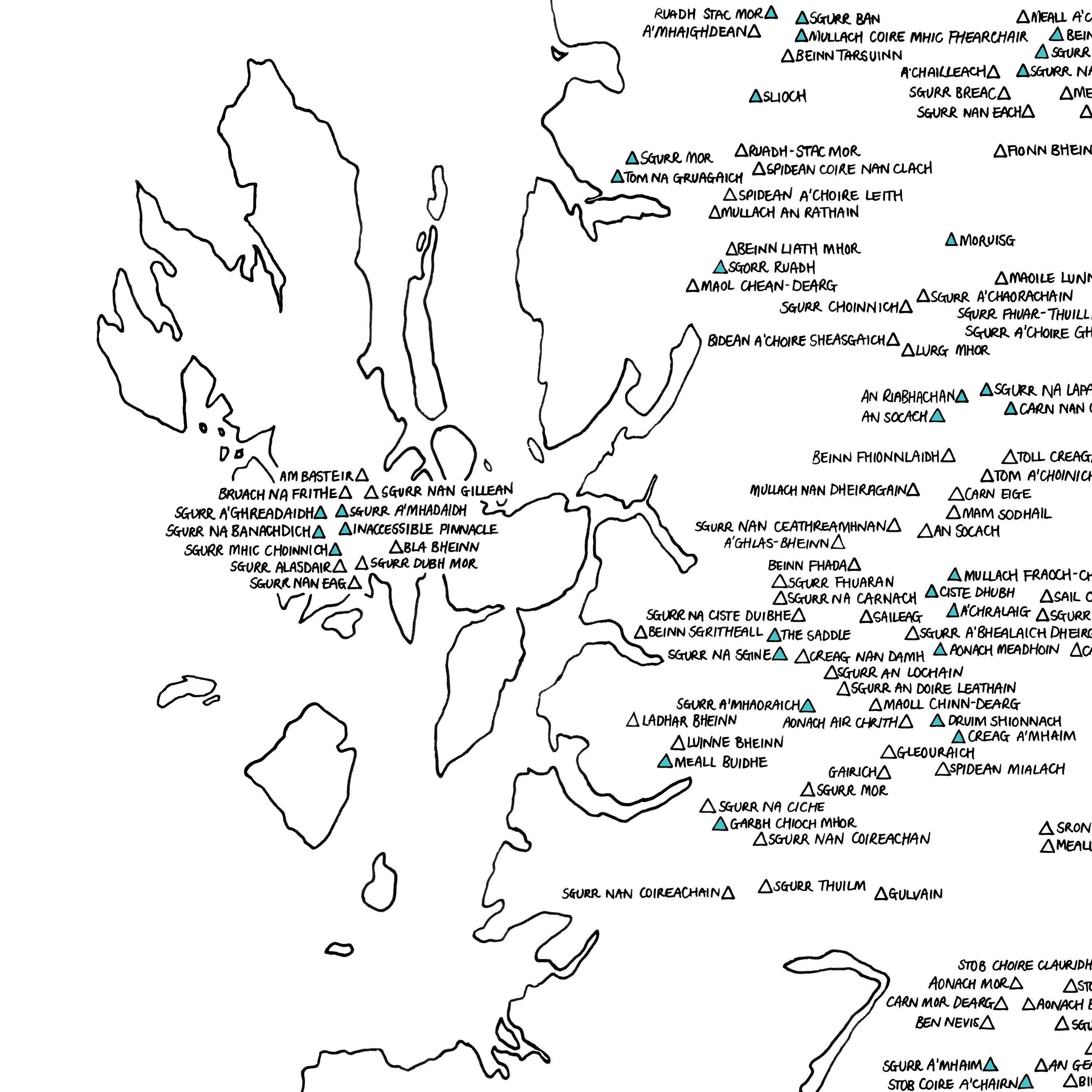 A1 Munro Map | Munro Bagging - Colour Your Own | Scotland | Scottish ...